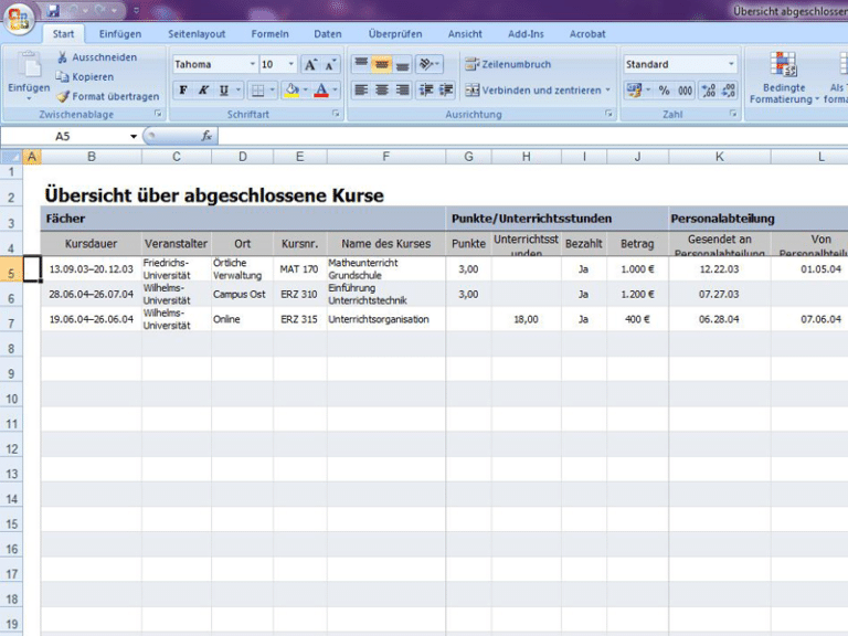 Lernplan Excel Vorlage kostenlos downloaden